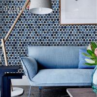 China Blue Penny Round Ceramic Mosaic Tiles 300x300mm Glossy Matte Finish for Kitchen Bathroom Backsplash for sale