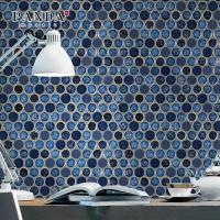 China Blue Penny Round Ceramic Mosaic Tiles 300x300mm Glossy Matte Finish for Kitchen Bathroom Backsplash for sale