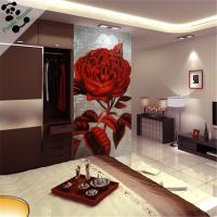 China Custom Size Glass Mosaic Tile Red Rose Flower Design Decorative Wall Mural SMM15-B for sale