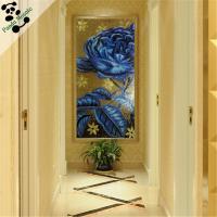 China Custom Size Glass Mosaic Tile Red Rose Flower Design Decorative Wall Mural SMM15-B for sale