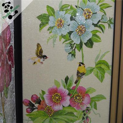 China Custom Glass Mosaic Flower Pattern Wall Mural for Living Room Interior and Exterior Decoration for sale