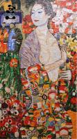 China Klimt Painting Glass Mosaic Mural Custom Size Art Tile for Wall Backsplash for sale