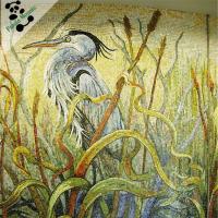 China Handmade Glass Mosaic Tile Mural Little Bird Design Animal Wall Art Custom Size for sale
