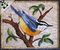 China Handmade Glass Mosaic Tile Mural Little Bird Design Animal Wall Art Custom Size for sale