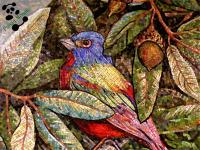 China Handmade Glass Mosaic Tile Mural Little Bird Design Animal Wall Art Custom Size for sale