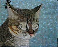 China Custom Glass Mosaic Cat Mural for Pet Hospital Decoration Handmade Animal Art Tile for sale