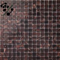 China Brown Glass Mosaic Tile Dark Emperador 20x20mm Chip 327x327mm Sheet for Living Room Wall for sale