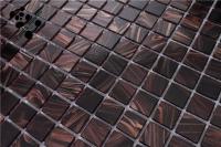 China Brown Glass Mosaic Tile Dark Emperador 20x20mm Chip 327x327mm Sheet for Living Room Wall for sale