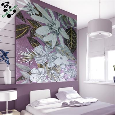 China Handmade Glass Mosaic Art Wall Tile Flower Mural Bedroom Decorative Custom Size SMM08-B for sale