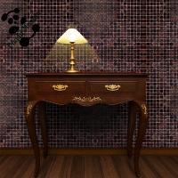China Backsplash Kitchen Glass Mosaic Tile Gold Line Dark Brown 20x20mm for sale