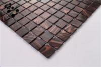 China Backsplash Kitchen Glass Mosaic Tile Gold Line Dark Brown 20x20mm for sale