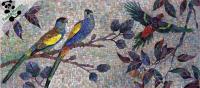 China Chinese Handmade Glass Mosaic Tile Bird Wall Art Mural Custom Size Animal Design for sale