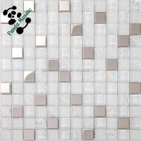 China Super White Crystal Glass Mosaic Tile Mixed Metal 300x300mm for Bathroom Wall for sale
