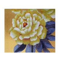 China Handmade Glass Mosaic Wall Art Chinese Rose Design Custom Size Mural for Bedroom Living Room for sale