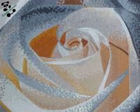 China Handmade Glass Mosaic Wall Art Chinese Rose Design Custom Size Mural for Bedroom Living Room for sale