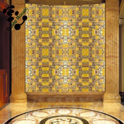China Gold Granite Glass Mix Ceramic Mosaic Tile 300x300mm for Wall Floor Countertop for sale