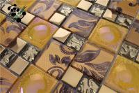 China Gold Granite Glass Mix Ceramic Mosaic Tile 300x300mm for Wall Floor Countertop for sale