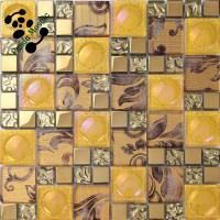 China Gold Granite Glass Mix Ceramic Mosaic Tile 300x300mm for Wall Floor Countertop for sale