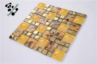 China Gold Granite Glass Mix Ceramic Mosaic Tile 300x300mm for Wall Floor Countertop for sale
