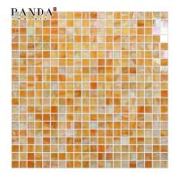 China Smooth Crystal Orange Glass Mosaic Tile 300x300mm for Bathroom Wall and Floor for sale
