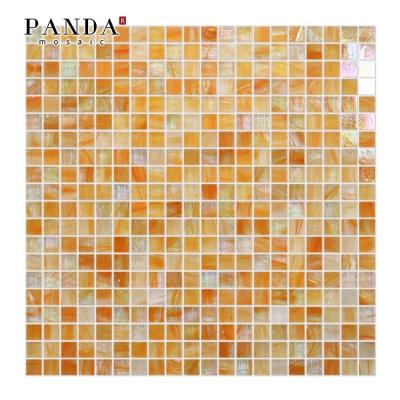 China Smooth Crystal Orange Glass Mosaic Tile 300x300mm for Bathroom Wall and Floor for sale