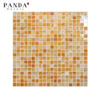 China Smooth Crystal Orange Glass Mosaic Tile 300x300mm for Bathroom Wall and Floor for sale