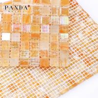 China Smooth Crystal Orange Glass Mosaic Tile 300x300mm for Bathroom Wall and Floor for sale
