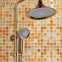 China Smooth Crystal Orange Glass Mosaic Tile 300x300mm for Bathroom Wall and Floor for sale