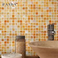 China Smooth Crystal Orange Glass Mosaic Tile 300x300mm for Bathroom Wall and Floor for sale