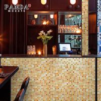 China Smooth Crystal Orange Glass Mosaic Tile 300x300mm for Bathroom Wall and Floor for sale