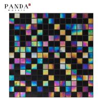 China Black Rainbow Glass Mosaic Tiles 300x300 mm for Kitchen Wall Swimming Pool Bathroom for sale