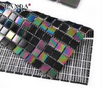 China Black Rainbow Glass Mosaic Tiles 300x300 mm for Kitchen Wall Swimming Pool Bathroom for sale