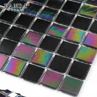 China Black Rainbow Glass Mosaic Tiles 300x300 mm for Kitchen Wall Swimming Pool Bathroom for sale