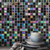 China Black Rainbow Glass Mosaic Tiles 300x300 mm for Kitchen Wall Swimming Pool Bathroom for sale