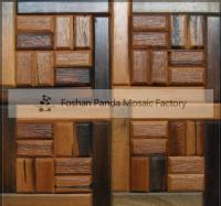 China Rustic Old Ship Wooden Wall Mosaic Tile 300x300x15mm Brown Bedroom Wood Tile for sale
