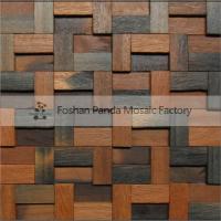 China Rustic Old Ship Wooden Wall Mosaic Tile 300x300x15mm Brown Bedroom Wood Tile for sale