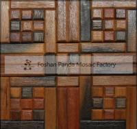 China Rustic Old Ship Wooden Wall Mosaic Tile 300x300x15mm Brown Bedroom Wood Tile for sale