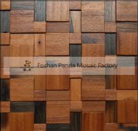 China Rustic Old Ship Wooden Wall Mosaic Tile 300x300x15mm Brown Bedroom Wood Tile for sale