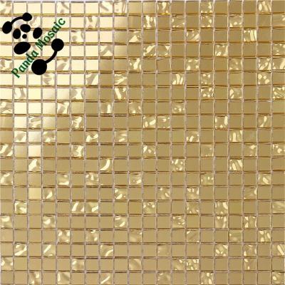 China Luxury Gold Glass Mosaic Tile 20x20x4mm Alkali Acid Resistant for Wall Decoration for sale