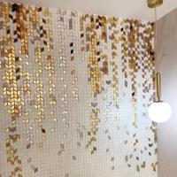 China TV Backsplash Wall Tile White Golden Glass Rhombus Mosaic Pattern for sale