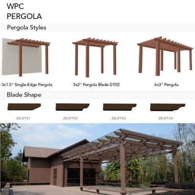 China Outdoor WPC Pergola with Wood Grain Surface Waterproof for Garden Building 120x120mm for sale
