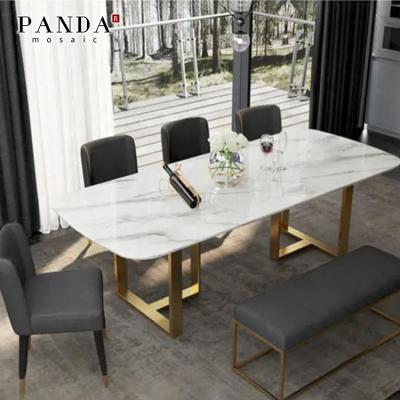 China Nordic Rectangular Rock Slate Dining Table Chair Set Black 1100mm 2200mm for Living Room for sale