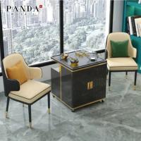 China Home Simple Dining Tables Chairs Set Black Gray Rock Slate Dining Table Set for sale