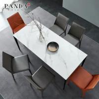 China Home Simple Dining Tables Chairs Set Black Gray Rock Slate Dining Table Set for sale