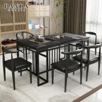 China Modern Rock Plate Dining Table Set with 6 8 10 12 Chairs 1500mm 1800mm for sale