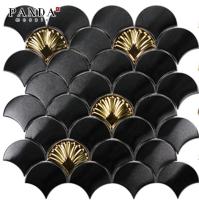China Luxury Stainless Steel Brushed Black Gold Metal Mosaic Tiles 300x300mm for Backsplash for sale