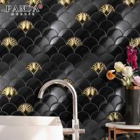 China Luxury Stainless Steel Brushed Black Gold Metal Mosaic Tiles 300x300mm for Backsplash for sale