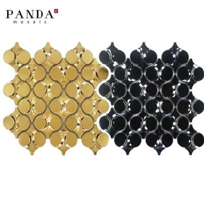 China Black Gold Brushed Stainless Steel Mosaic Tile 300x300mm for Kitchen Backsplash Bathroom Wall for sale