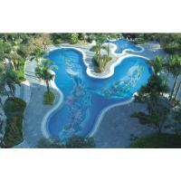 China Blue Sea Swimming Pool Glass Mosaic Tile Non Slip 10x10mm for Outdoor Bathroom Floor for sale