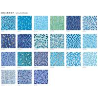 China Crystal Glass Swimming Pool Mosaic Tile Sky Blue Iridescent 20x20mm for Outdoor Bathroom Floor for sale